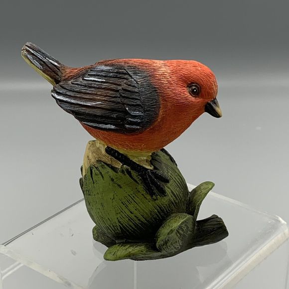 Source Unknown | Accents | Vintage Resin Red Bird Sitting On Magnolia ...
